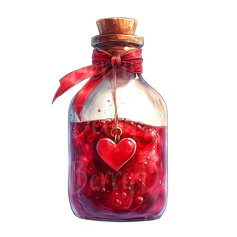 Love Potion Bottle Clipart, Set of 16 PNG Bundle, Watercolor Clip Art ...