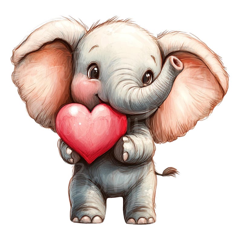 Valentines Elephant Clipart, Set of 12 PNG Bundle, 300 DPI Clip Art ...