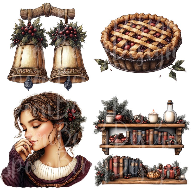 Cozy Christmas Clipart, Set of 20 PNG Bundle, 300 DPI Clip Art, Winter ...