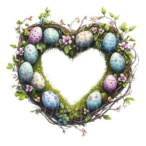 Easter Wreath Clipart, Set of 10 PNG Bundle, 300 DPI Clip Art, Heart ...