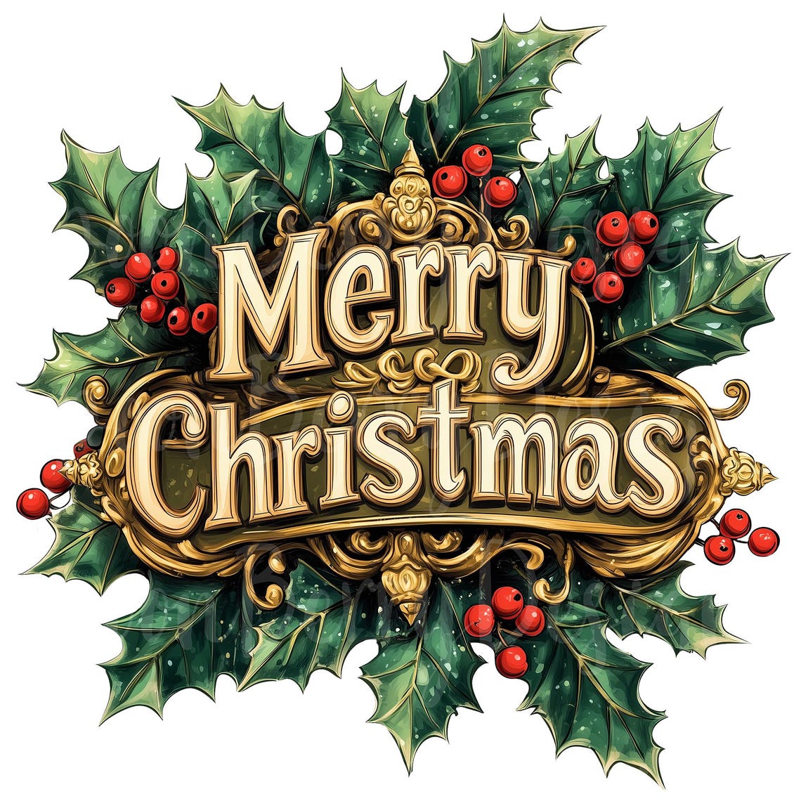 Merry Christmas Clipart, Set of 12 PNG Bundle, 300 DPI Clip Art, Winter ...