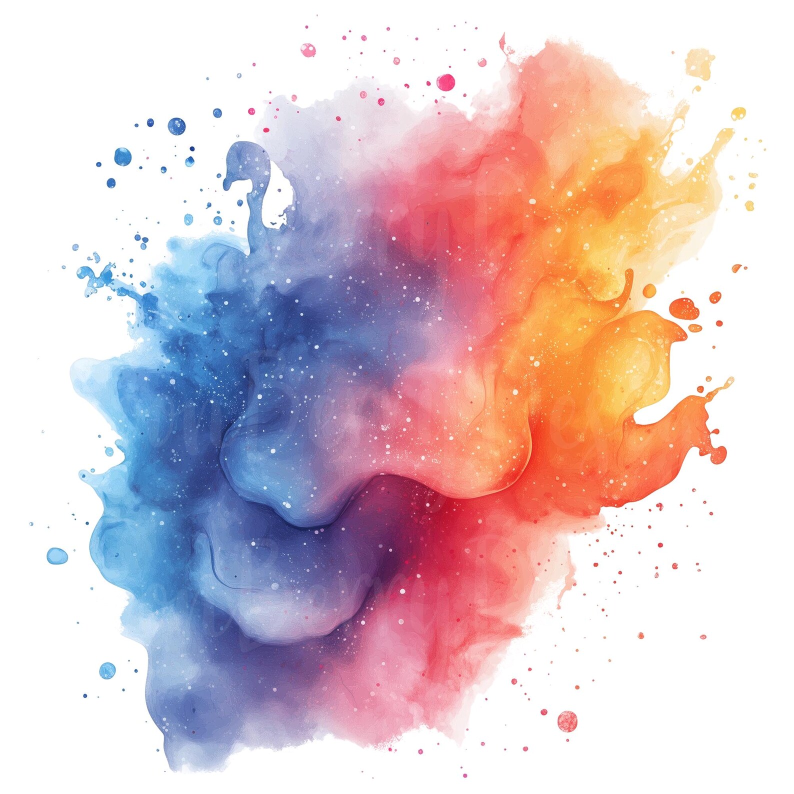 Colorful Space Clipart, Set of 11 PNG Bundle, Rainbow Watercolor Clip ...