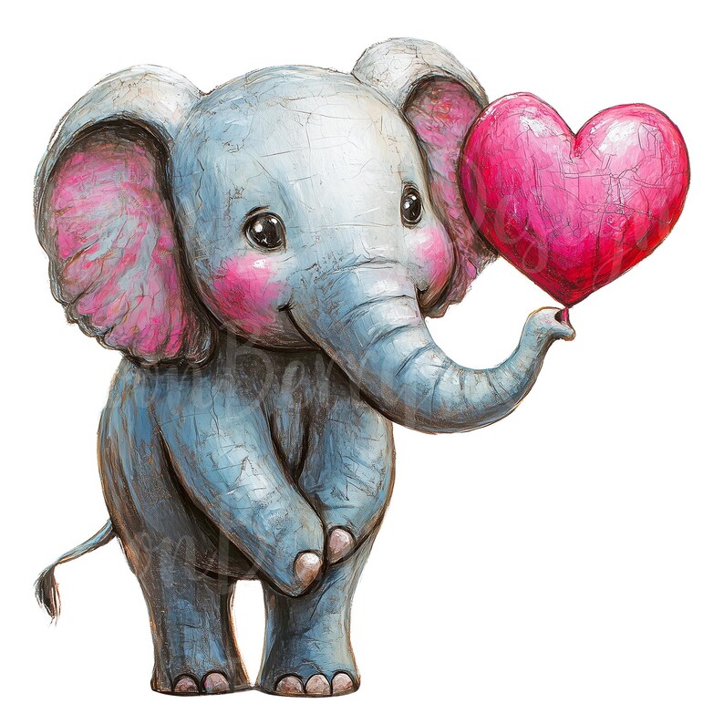 Valentines Elephant Clipart, Set of 12 PNG Bundle, 300 DPI Clip Art ...