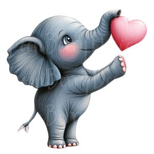 Valentines Elephant Clipart, Set of 12 PNG Bundle, 300 DPI Clip Art ...