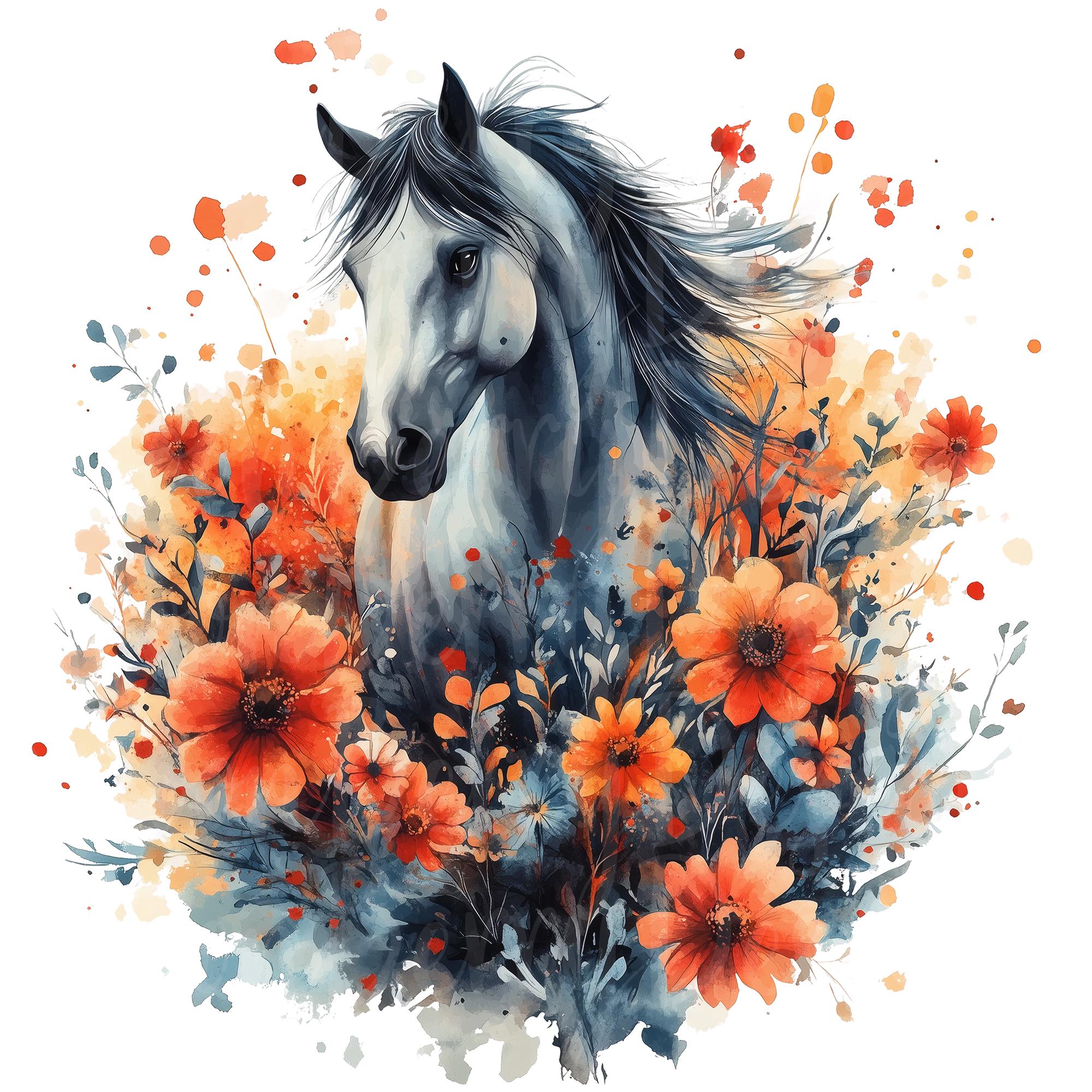 Horse Clip Art, Set of 10 PNG Bundle, Horse Watercolor Clipart, Horse ...