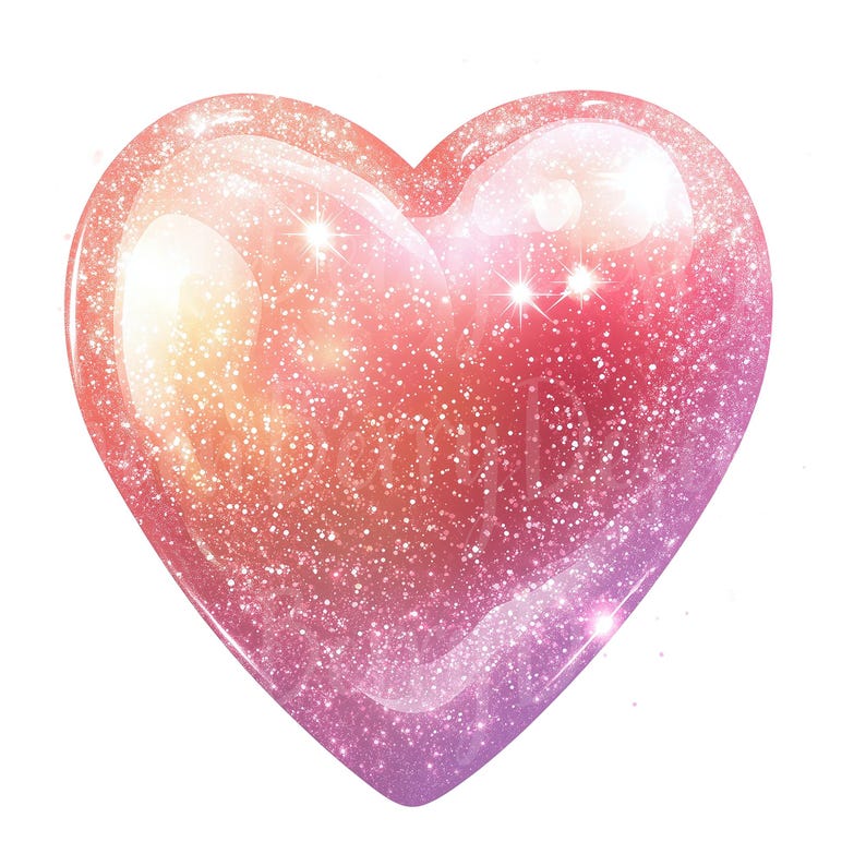 Glitter Hearts Clipart, Set of 10 PNG Bundle, 300 DPI Clip Art, Pink ...