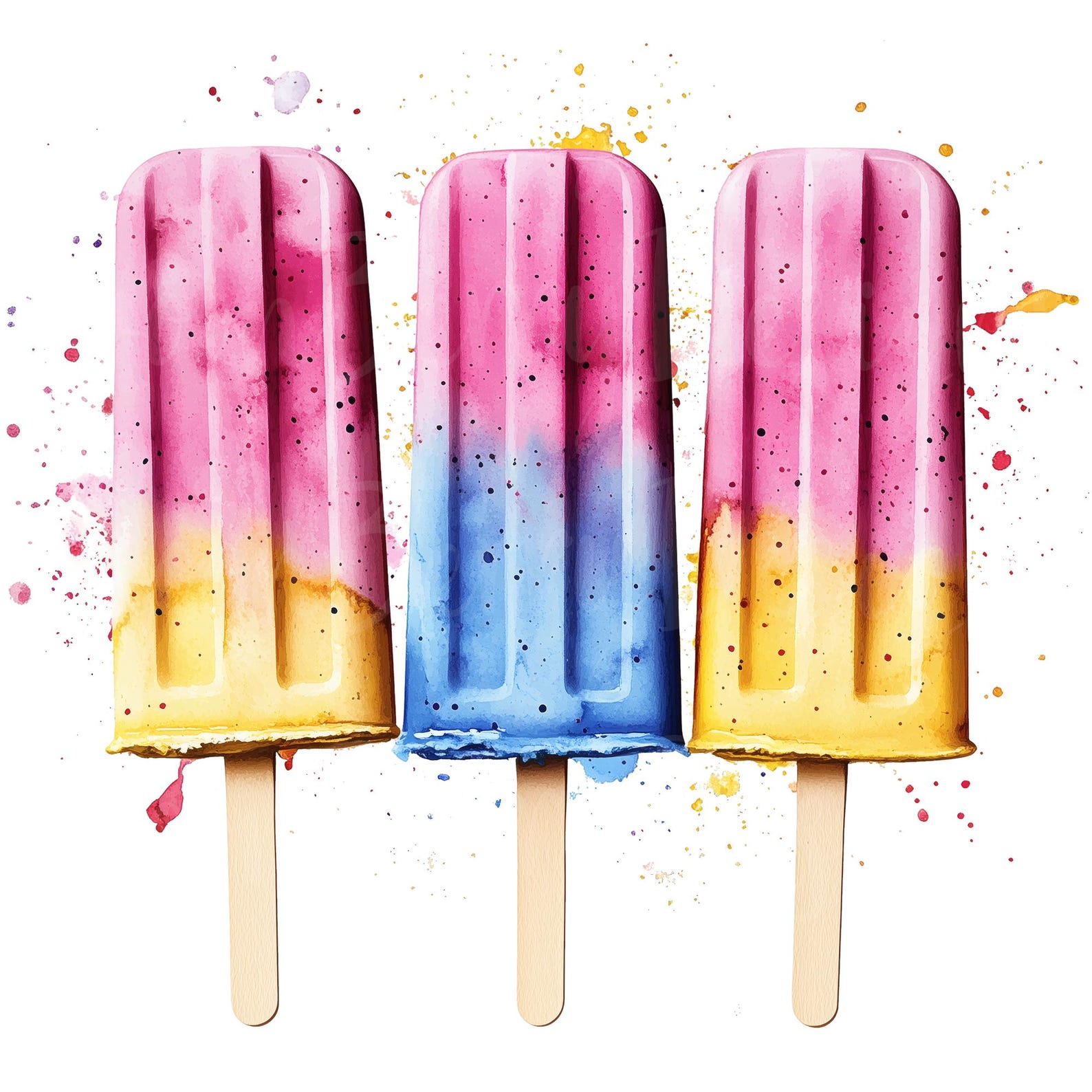 Rainbow Popsicles Clipart, Set of 12 PNG Bundle, 300 DPI Clip Art ...