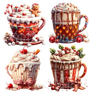 Christmas Cocoa Clipart, Set of 15 PNG Bundle, 300 DPI Clip Art, Winter ...