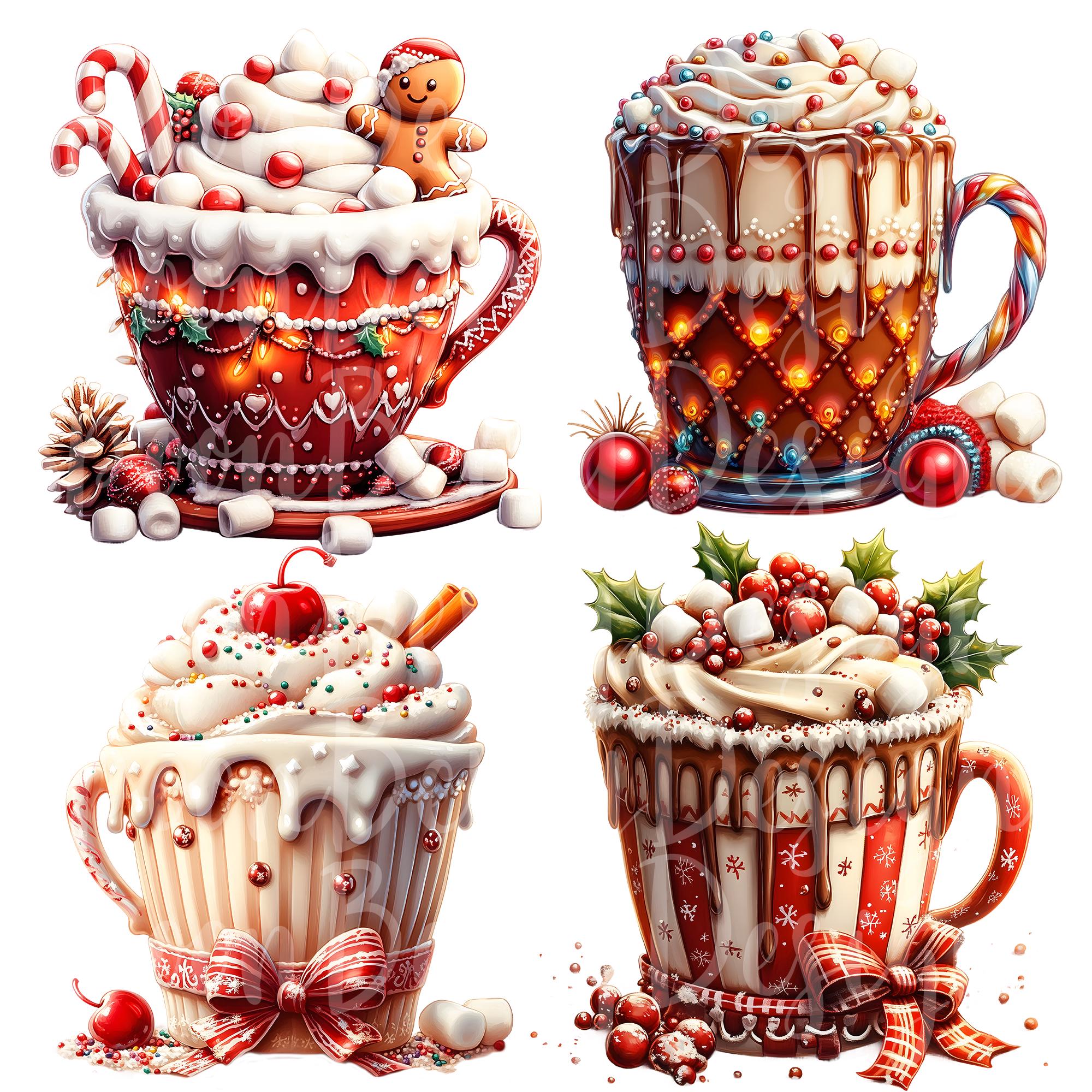 Christmas Cocoa Clipart, Set of 15 PNG Bundle, 300 DPI Clip Art, Winter ...