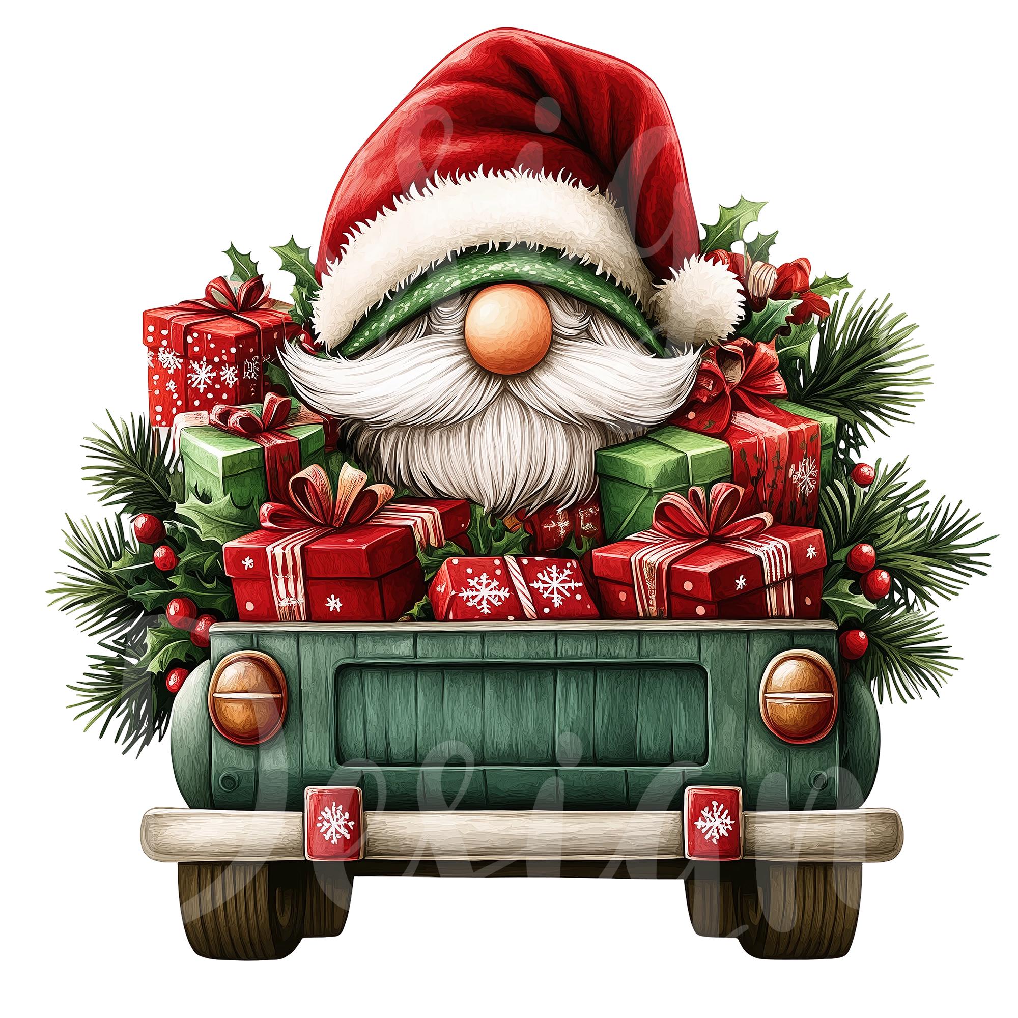 Gnome in Truck Clipart, Set of 11 PNG Bundle, 300 DPI Clip Art, Old ...