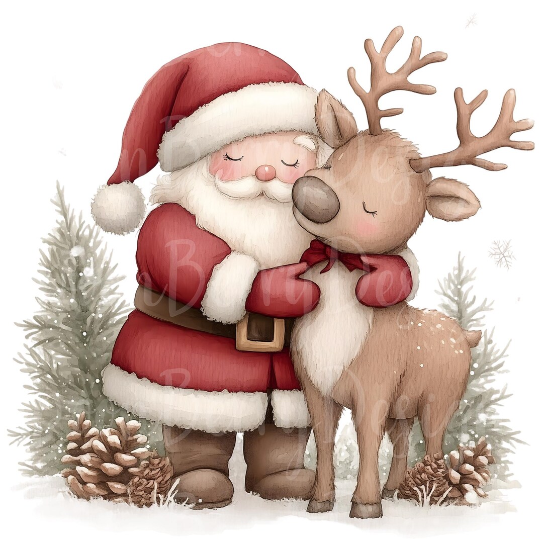 Santa Clipart, Set of 22 PNG Bundle, 300 DPI Clip Art, Winter Christmas ...