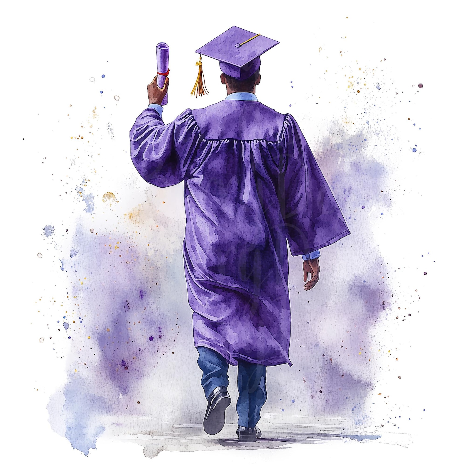 Graduation Clipart, Set of 11 PNG Bundle, 300 DPI Watercolor Clip Art ...