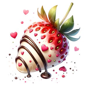 Chocolate Covered Strawberry Clipart, Set of 10 PNG Bundle, 300 DPI ...