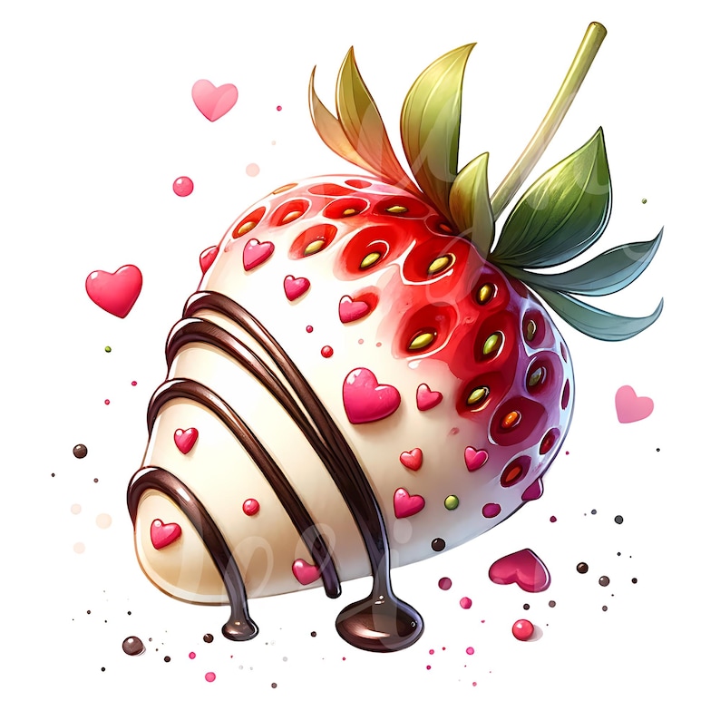 Chocolate Strawberry Clipart, Watercolor Valentine's Day PNG Bundle ...