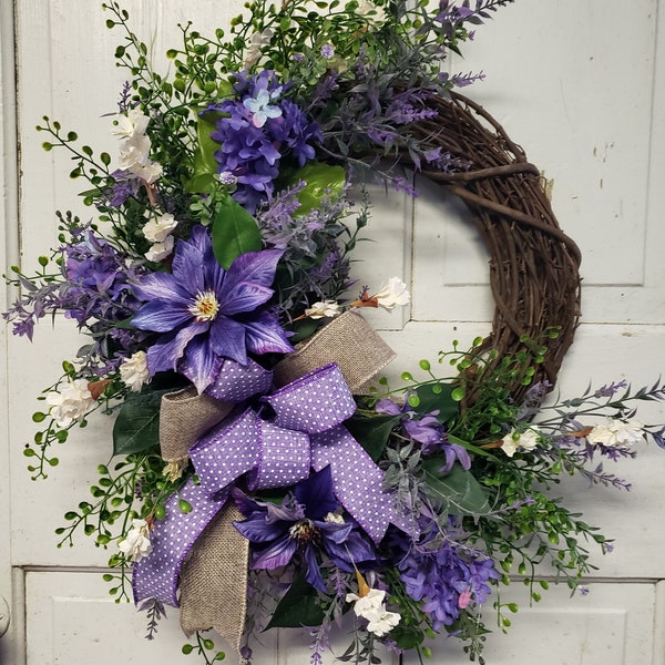 Purple Flower Wreath - Etsy