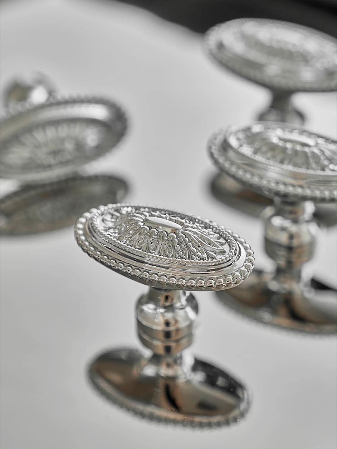 Victorian Drawer Knobs Silver Cabinet Knobs Oval Decorative Dresser Knobs Chrome Plated Cabinet ...