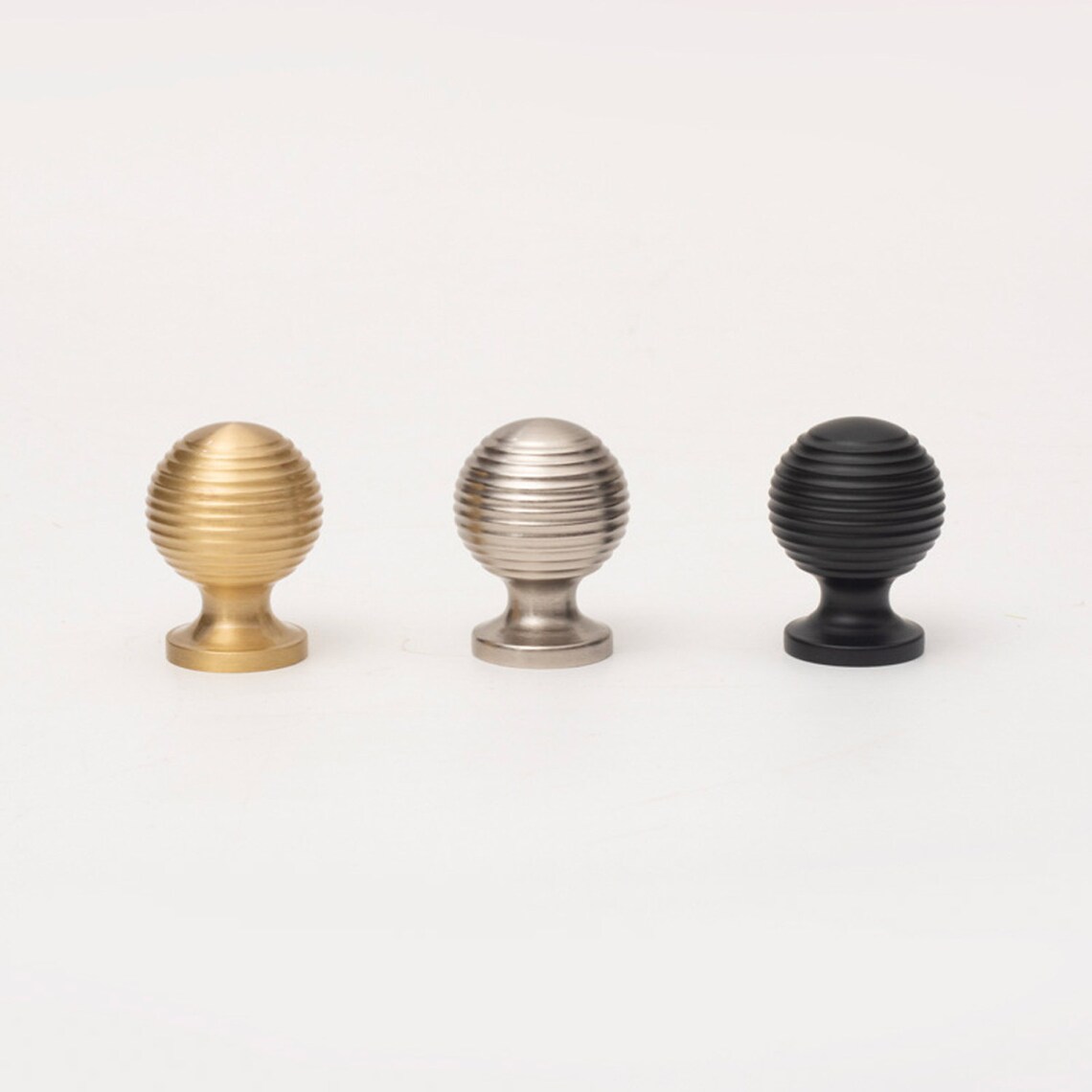 Solid Brass Round Drawer Knobs Black Brass Knobs Satin Nickel Kitchen ...