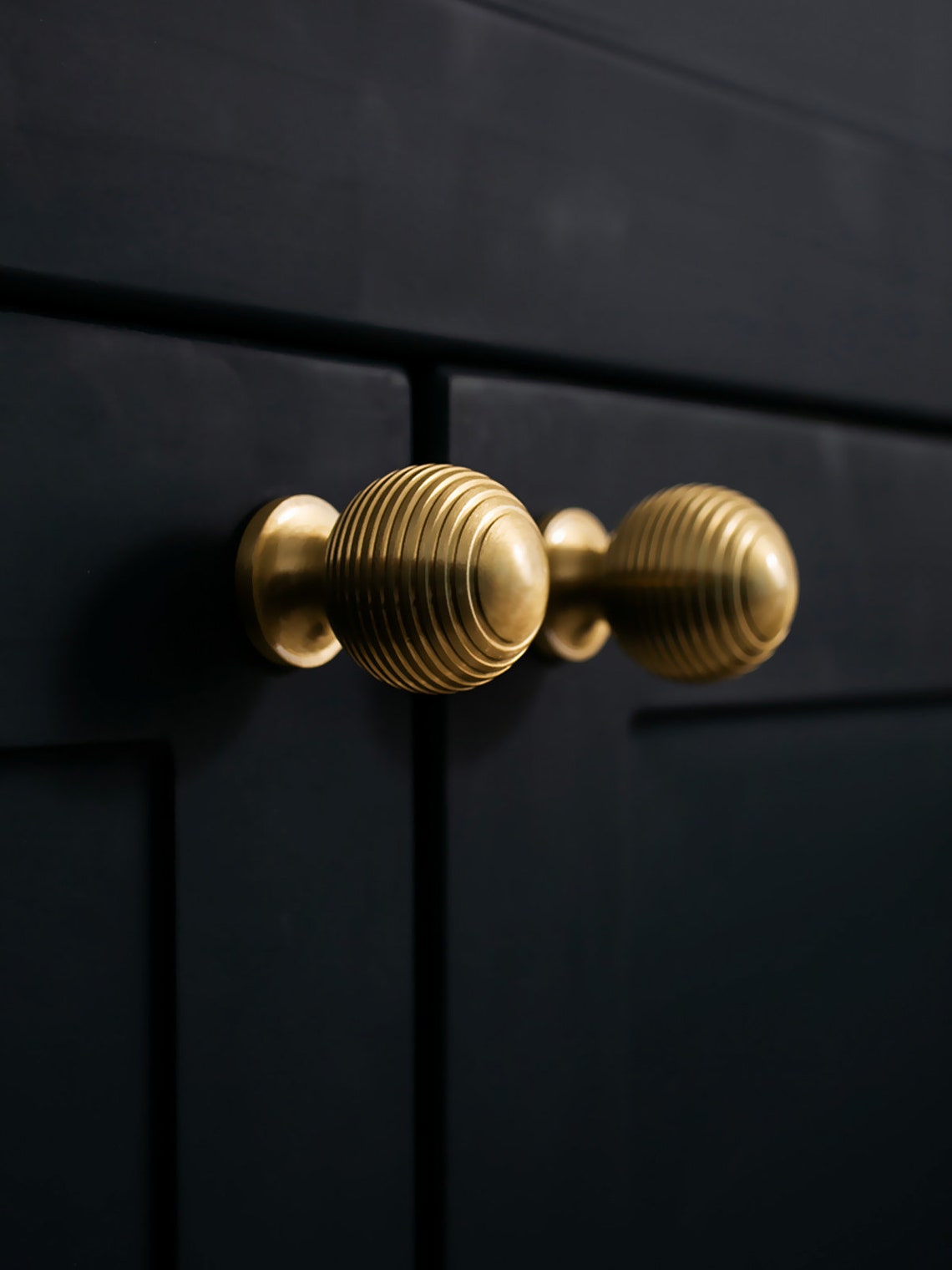 Solid Brass Round Drawer Knobs Black Brass Knobs Satin Nickel Kitchen ...