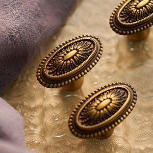 Victorian Drawer Knobs Antique Brass Cabinet Knobs Oval Decorative Dresser Knobs Antique Cabinet ...