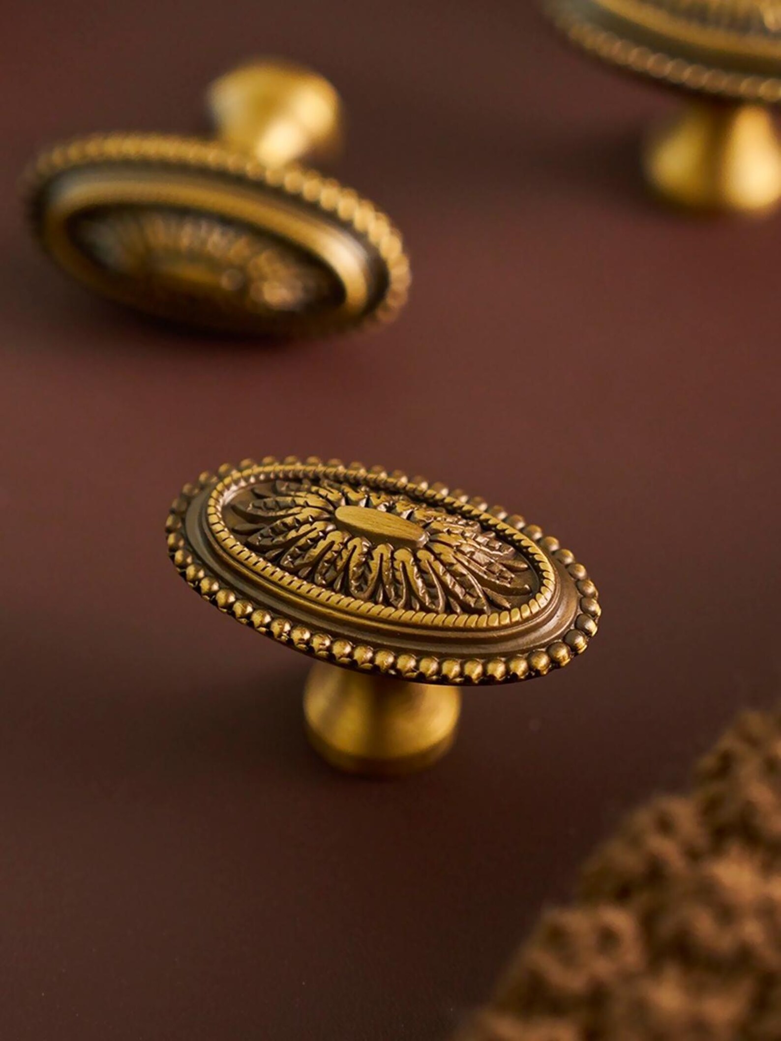 Victorian Drawer Knobs Antique Brass Cabinet Knobs Oval Decorative Dresser Knobs Antique Cabinet ...