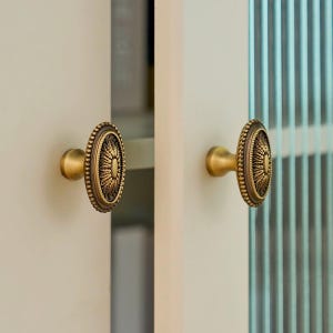 Victorian Drawer Knobs Antique Brass Cabinet Knobs Oval Decorative Dresser Knobs Antique Cabinet ...