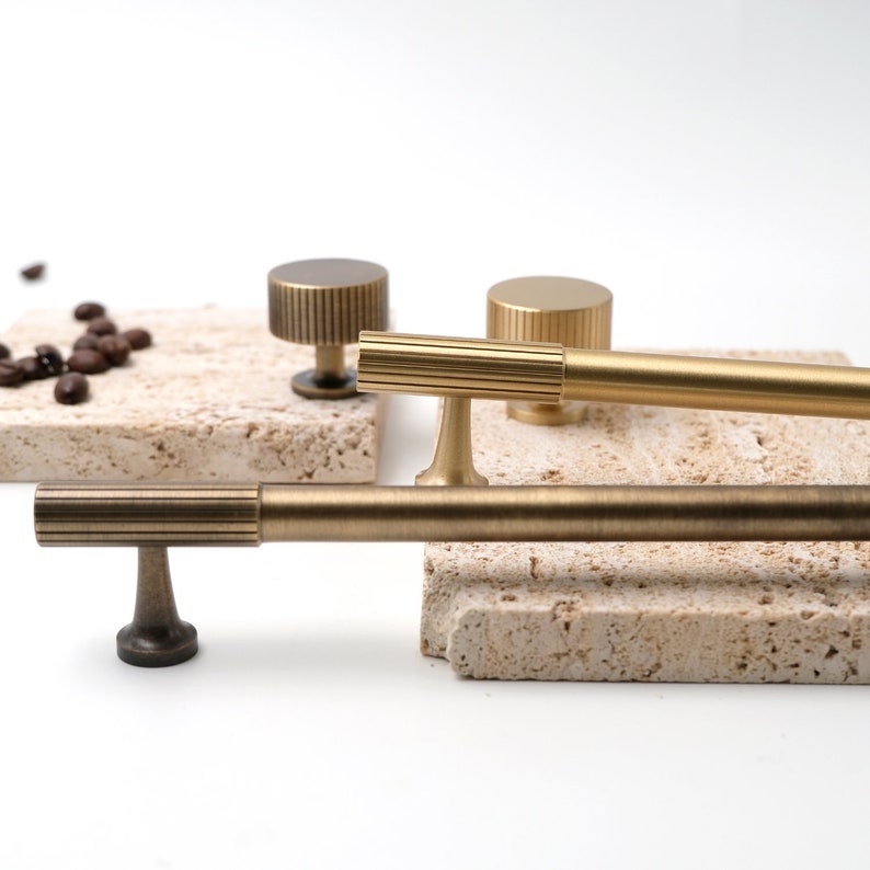 Knurled Brass Handles Aged Brass Handles Brass Cabinet Pulls Antique Gold Pulls Bronze Handles ...