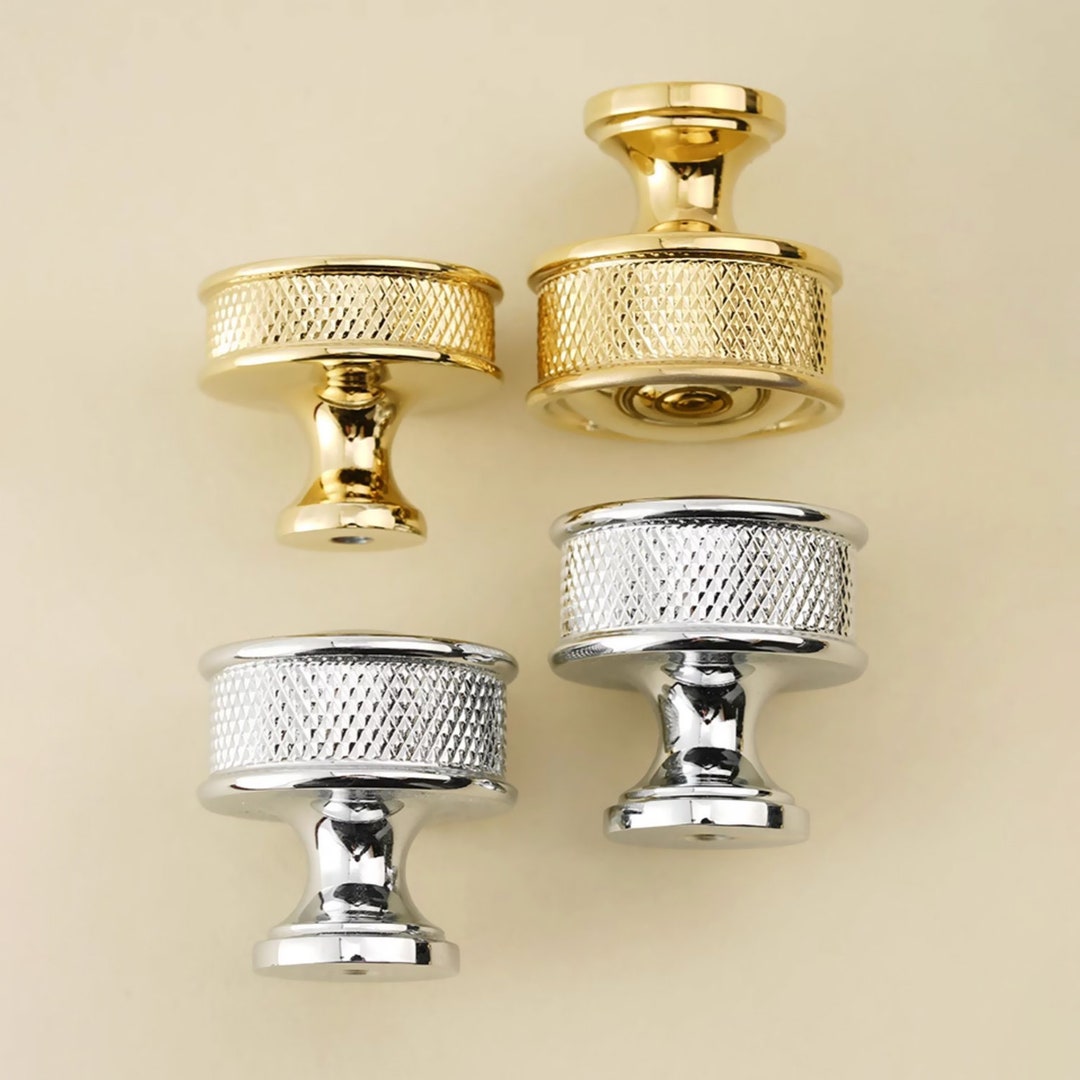 Solid Brass Drawer Knobs Knurled Design Luxury Gold and Silver Decorative Knobs for Cabinets ...