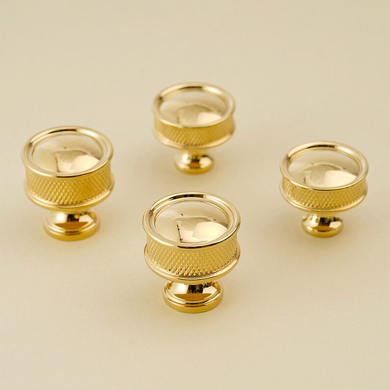 Solid Brass Drawer Knobs Knurled Design Luxury Gold and Silver ...