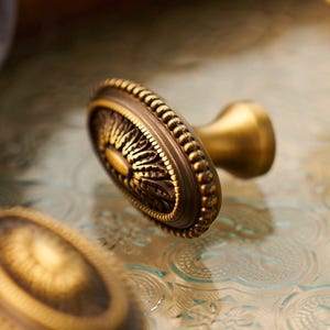 Victorian Drawer Knobs Antique Brass Cabinet Knobs Oval Decorative Dresser Knobs Antique Cabinet ...