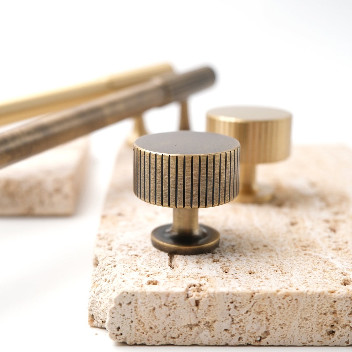 Knurled Brass Handles Aged Brass Handles Brass Cabinet Pulls Antique ...