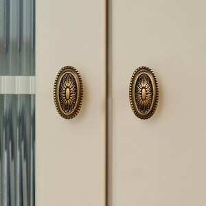 Victorian Drawer Knobs Antique Brass Cabinet Knobs Oval Decorative Dresser Knobs Antique Cabinet ...