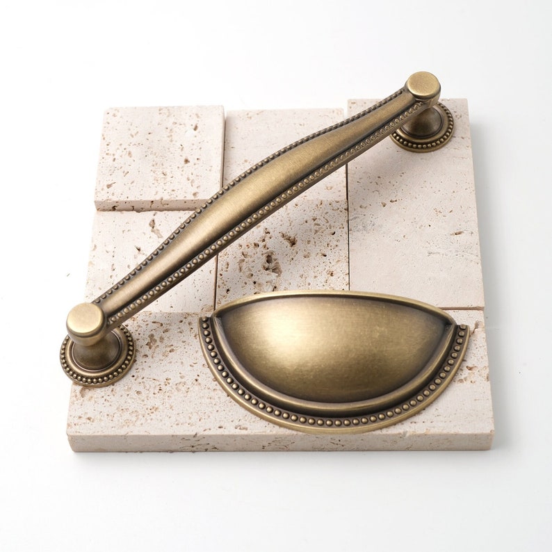 Antique Brass Kitchen Pulls Antique Brass Cabinet Knobs Antique Brass Cup Pulls Vintage Brass ...