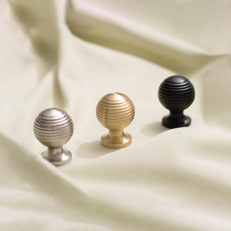 Solid Brass Round Drawer Knobs Black Brass Knobs Satin Nickel Kitchen Door Knobs Shaker Cabinet ...