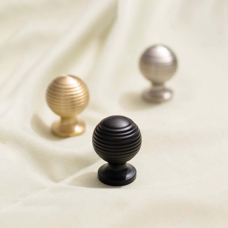 Solid Brass Round Drawer Knobs Black Brass Knobs Satin Nickel Kitchen Door Knobs Shaker Cabinet ...