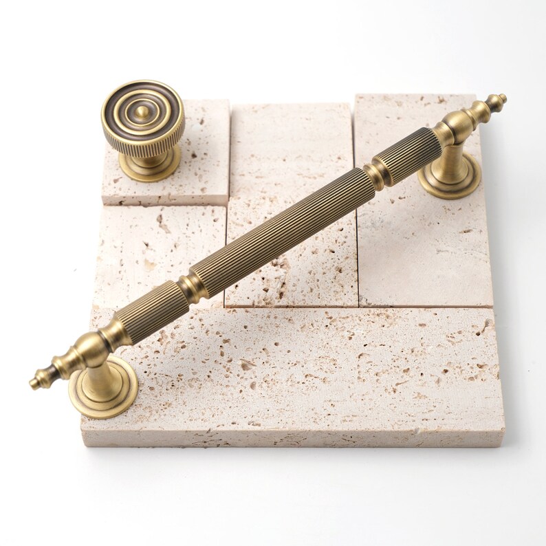 Knurled Brass Knobs Aged Brass Knobs Brass Cabinet Pulls Antique Gold Knob Pulls Bronze Handles ...