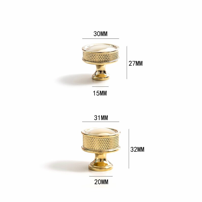 Solid Brass Drawer Knobs Knurled Design Luxury Gold and Silver Decorative Knobs for Cabinets ...