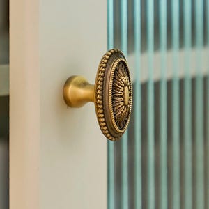 Victorian Drawer Knobs Antique Brass Cabinet Knobs Oval Decorative Dresser Knobs Antique Cabinet ...