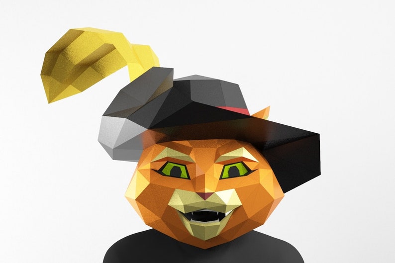 Puss in Boots Mask, Low Poly Template, Cat Mask - Etsy
