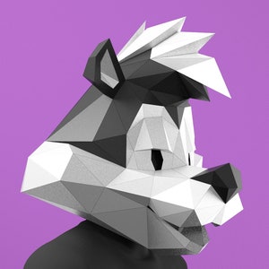 Skunk Mask in Cartoon Style PDF Template, Paper Mask Low Poly - Etsy