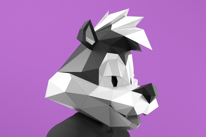 Skunk Mask in Cartoon Style PDF Template, Paper Mask Low Poly - Etsy