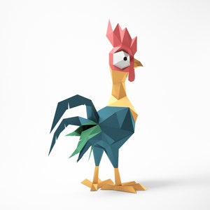 Rooster Cartoon, Template for Assembling PDF - Etsy