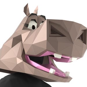Cartoon-style Polygonal Polygonal Hippo Mask – Beloved Female Character ...