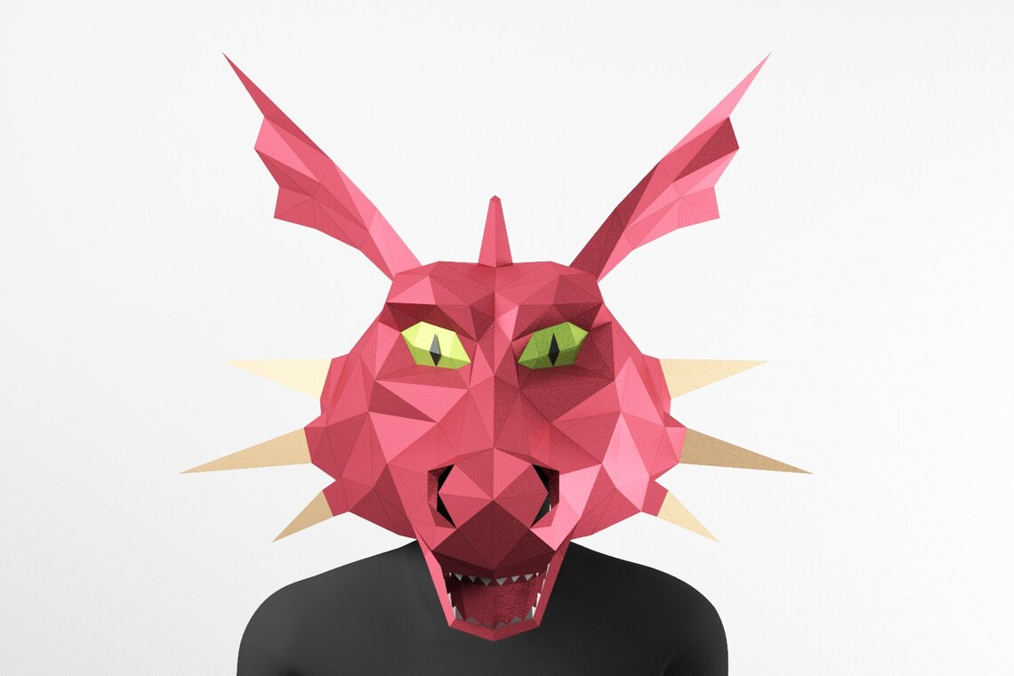 Dragon Mask Cartoon Style Papercraft Template DIY Dragon - Etsy Canada