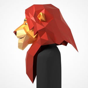 Lion Mask Papercraft – Cartoon Style, Majestic Mane, Detailed 3D Mask ...