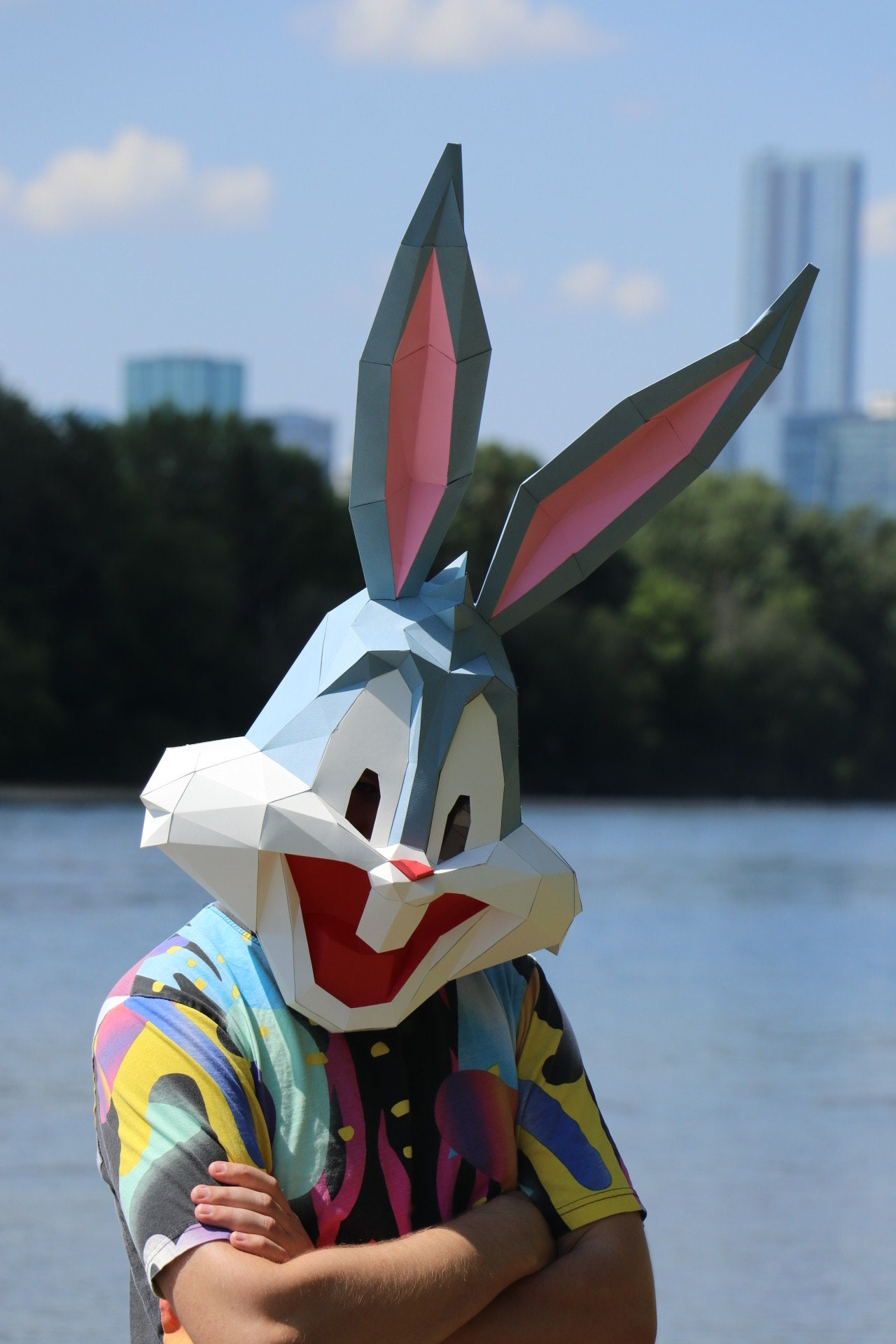 Rabbit Mask in Cartoon Style PDF Template for Making a Paper Mask - Etsy