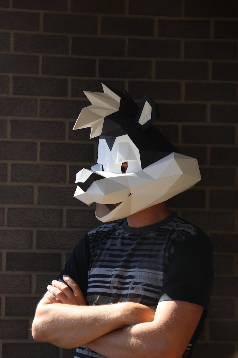 Skunk Mask in Cartoon Style PDF Template, Paper Mask Low Poly - Etsy Canada