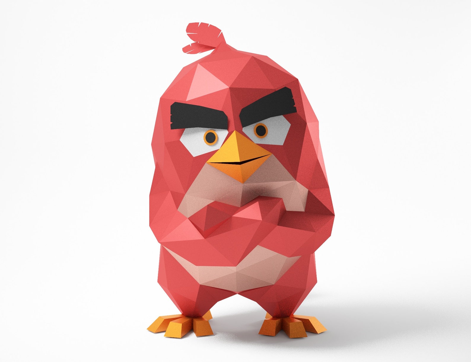 Red Bird Template for Creating a Polygonal Paper Craft - Etsy