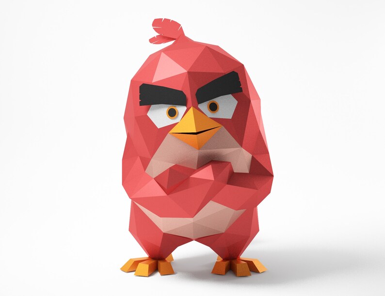 Red Bird Template for Creating a Polygonal Paper Craft - Etsy