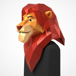 Lion Mask Papercraft – Cartoon Style, Majestic Mane, Detailed 3D Mask ...