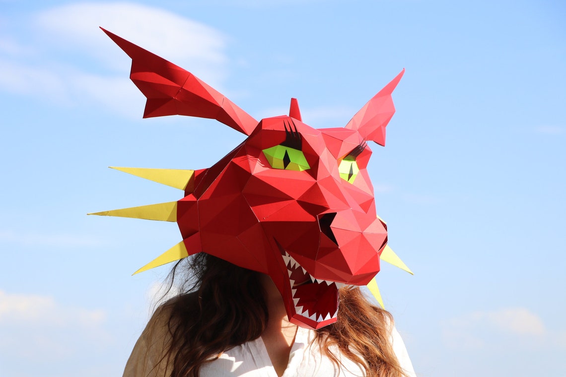 Dragon Mask Cartoon Style Papercraft Template DIY Dragon - Etsy Canada